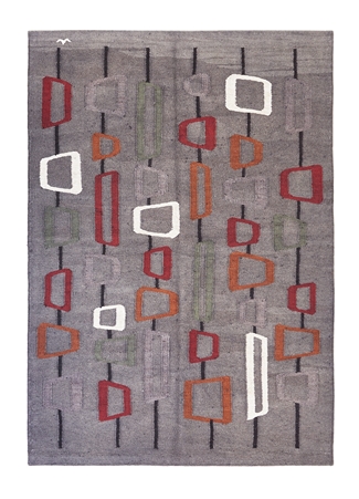 Dhoku Gri Geometrik Desenli Yün Kilim Çok Renkli Dhoku Gri Geometrik Desenli Yün Kilim Çok Renkli