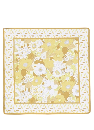 Network Kadın Turuncu Beyaz Çiçek Desenli Fular Sarı EU Network Kadın Turuncu Beyaz Çiçek Desenli Fular Sarı EU