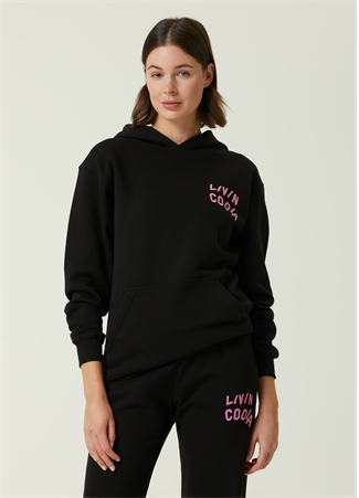 Livincool Kadın Siyah Kapüşonlu Baskılı Sweatshirt S EU Livincool Kadın Siyah Kapüşonlu Baskılı Sweatshirt S EU