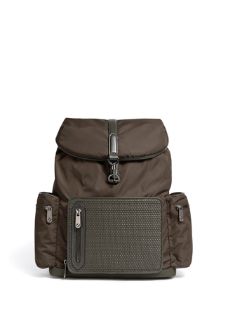 Zegna Erkek Haki Ağzı Büzgülü Sırt Çantası Yeşil EU