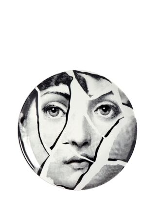 Fornasetti Tema e Variazioni No 2 Porselen Dekoratif Tabak Siyah