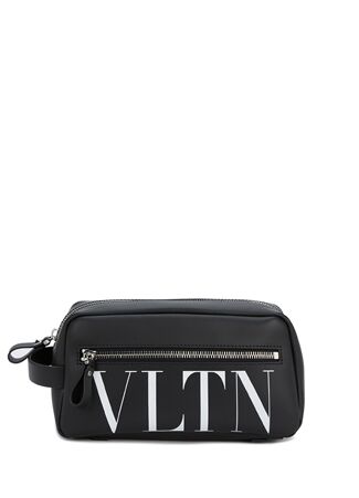 Valentino Garavani Erkek Siyah Beyaz Logolu El Çantası EU