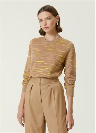 Stella McCartney Kadın Camel Jakarlı Kazak Kahverengi 42 IT