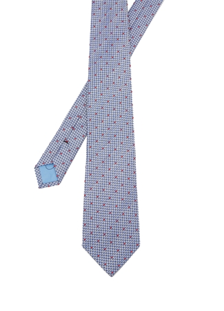 Tino Cosma Erkek Mavi Desenli İpek Kravat EU