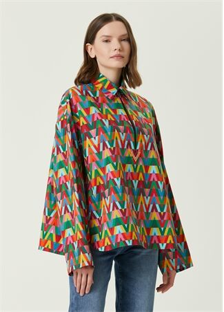 Valentino Kadın Kırmızı Logo Desenli Gömlek 42 IT