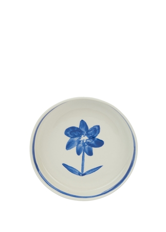 Goho Kafi Beyaz Büyük Çiçek Desenli Porselen Tabak Çok Renkli