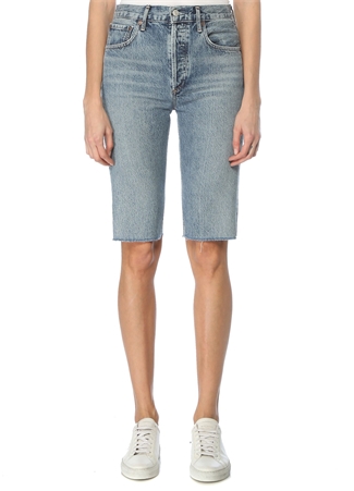 Agolde Kadın Mavi Yüksek Bel Denim Şort 23 US