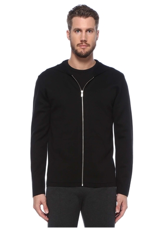 Beymen Collection Erkek Siyah Kapüşonlu Çelik Örgü Dokulu Hırka S EU