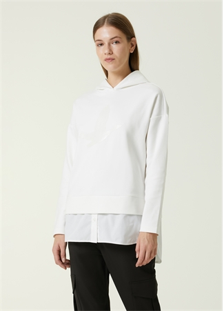 Beymen Club Kadın Beyaz Kapüşonlu Rugan Logolu Sweatshirt XS Beymen Club Kadın Beyaz Kapüşonlu Rugan Logolu Sweatshirt XS