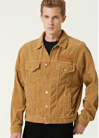 Palm Angels Erkek Taba Polo Yaka Kadife Mont Bej XL EU Palm Angels Erkek Taba Polo Yaka Kadife Mont Bej XL EU