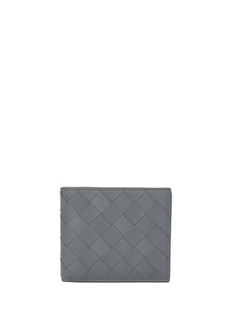 Bottega Veneta Erkek Gri Örgü Dokulu Deri Cüzdan EU