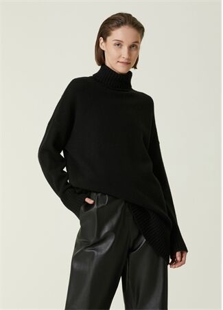 Academia Kadın Siyah Balıkçı Yaka Yün Kazak M/L