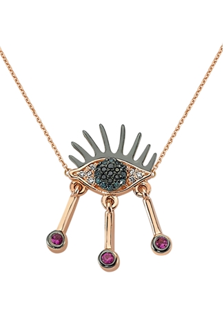 Bee Goddess Kadın Eye Light Göz Formlu Pırlantalı Altın Rengi Kolye Pembe EU Bee Goddess Kadın Eye Light Göz Formlu Pırlantalı Altın Rengi Kolye Pembe EU
