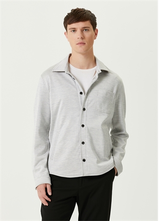 Maurizio Baldassari Erkek Gri İngiliz Yaka İpek Dış Gömlek 54 It