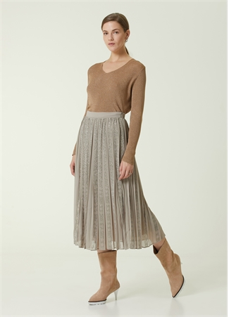 Beymen Club Kadın Bej Taş Baskılı Pilili Midi Abiye Etek 34 Beymen Club Kadın Bej Taş Baskılı Pilili Midi Abiye Etek 34