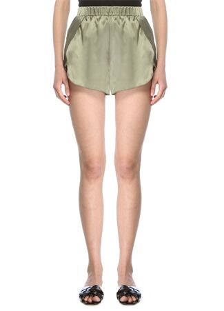 House of Silk Kadın Yeşil Beli Büzgülü Mini Şort L EU