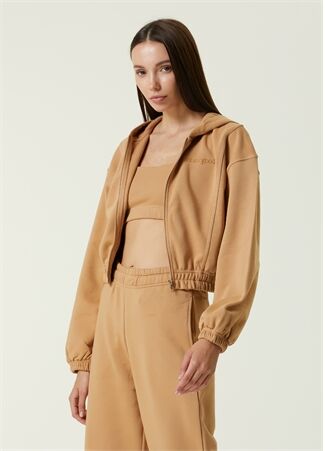 So Far Good Kadın Camel Kapüşonlu Fermuarlı Sweatshirt Kahverengi S EU