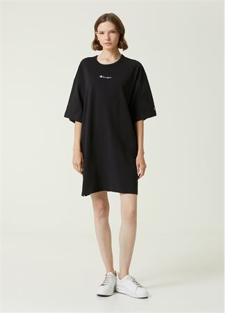 Champion Kadın Siyah Mini T-shirt Elbise L EU Champion Kadın Siyah Mini T-shirt Elbise L EU