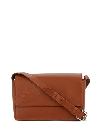 Beymen Club Kadın Konyak Kuş Baskılı Deri Omuz Çantası Kahverengi EU