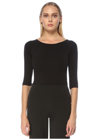 Lando Studio Kadın Siyah Sırt Detaylı Organik Pamuk Body S EU