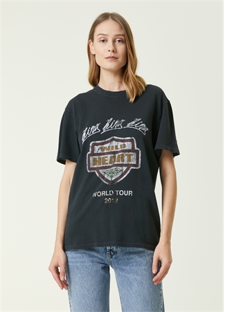 Anine Bing Kadın Antrasit Bisiklet Yaka Baskılı T-shirt Siyah XS EU Anine Bing Kadın Antrasit Bisiklet Yaka Baskılı T-shirt Siyah XS EU