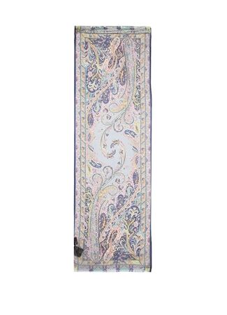 Etro Kadın Mavi Bej Etnik Desenli İpek Şal EU