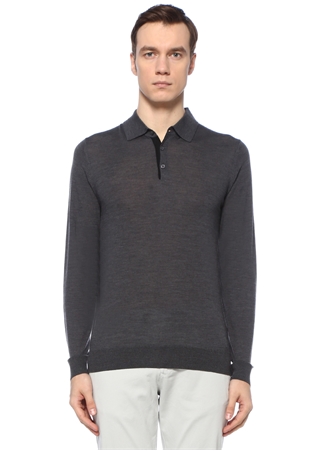 Beymen Collection Erkek Antrasit Polo Yaka Yün Kazak Gri S EU Beymen Collection Erkek Antrasit Polo Yaka Yün Kazak Gri S EU