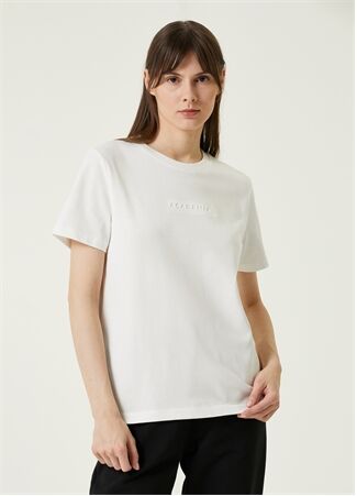 Academia Kadın Kırık Beyaz Bisiklet Yaka T-shirt XS