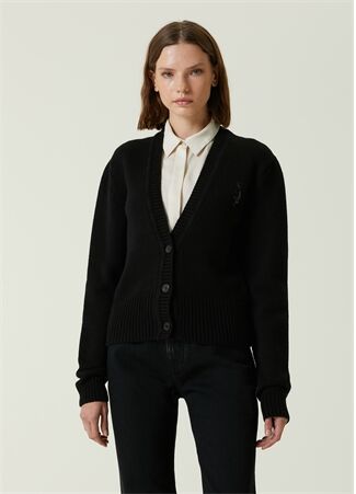 Kadın Siyah V Yaka Kaşmir Hırka M EU