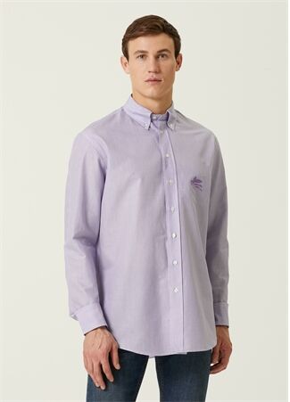 Etro Erkek Mor Çizgi Desenli Cepli Gömlek 4 IT