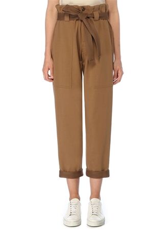 Brunello Cucinelli Kadın Kamel Kuşak Detaylı Pantolon Kahverengi 40 IT