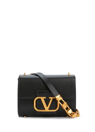 Valentino Garavani Kadın Siyah Logo Detaylı Deri Omuz Çantası EU Valentino Garavani Kadın Siyah Logo Detaylı Deri Omuz Çantası EU