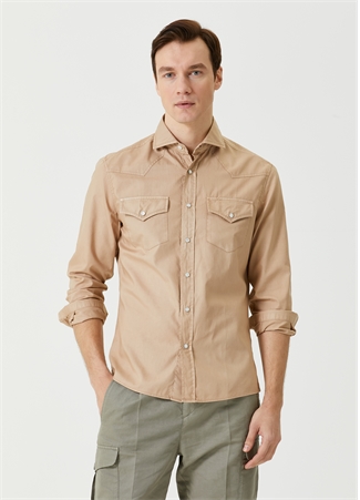 Brunello Cucinelli Erkek Bej Gömlek S EU