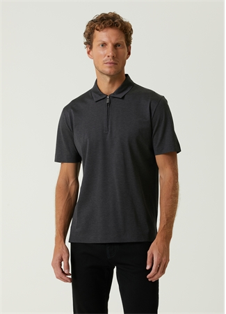Canali Erkek Koyu Gri Polo Yaka Fermuarlı T-shirt 54 IT Canali Erkek Koyu Gri Polo Yaka Fermuarlı T-shirt 54 IT