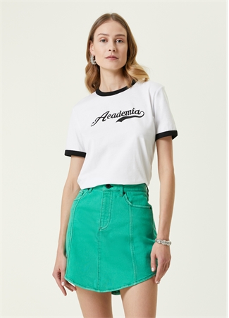 Academia Kadın Siyah Beyaz Bisiklet Yaka Logolu T-shirt S EU Academia Kadın Siyah Beyaz Bisiklet Yaka Logolu T-shirt S EU