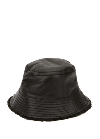Yves Salomon Kadın Siyah Deri Bucket Şapka EU Yves Salomon Kadın Siyah Deri Bucket Şapka EU