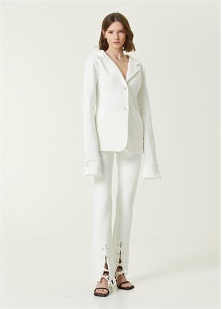 Lol Kadın Rochelle Beyaz Paçası Bağcıklı Pantolon XS/S EU