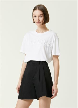 Valentino Kadın Beyaz Bisiklet Yaka Logolu T-shirt XS EU