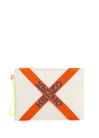 Kenzo Erkek Krem Logo Bantlı El Çantası Mor EU