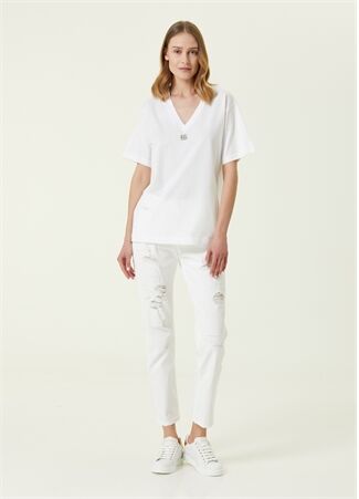 Dolce&Gabbana Kadın Beyaz Boyfriend Jean Pantolon 38 IT