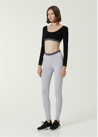 Balmain Kadın Gri Logo Bantlı Tayt 42 FR