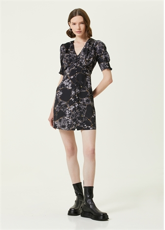 Allsaints Kadın Demi Siyah Çiçekli Mini Elbise 6 Uk Allsaints Kadın Demi Siyah Çiçekli Mini Elbise 6 Uk