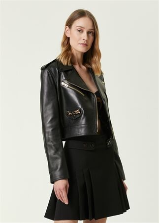 Versace Kadın Siyah Deri Ceket 40 IT