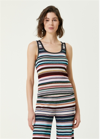 Missoni Kadın U Yaka Simli Çizgili Triko Atlet 38 IT Missoni Kadın U Yaka Simli Çizgili Triko Atlet 38 IT