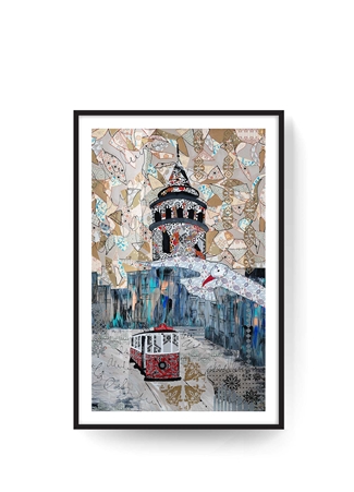 Lovinart Taksim By Evren Sezgin Siyah Box Çerçeveli Tablo Çok Renkli