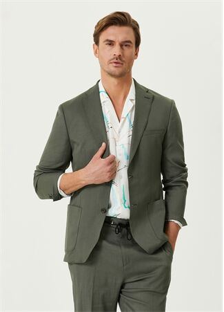 Network Erkek Haki Keten Ceket 46 Eu