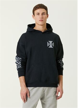 Rhude Erkek Siyah Kapüşonlu Logolu Sweatshirt M EU
