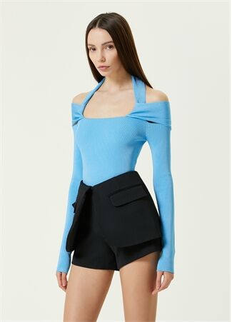 Coperni Kadın Mavi Kesim Detaylı Uzun Kol Bluz S EU