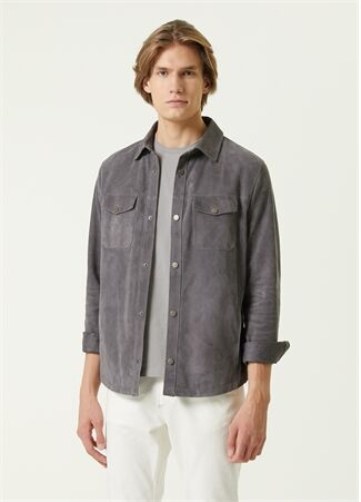 Beymen Club Erkek Gri Polo Yaka Süet Gömlek S