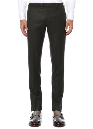 Rota Erkek Yeşil Normal Bel Dar Paça Yün Pantolon 52 IT